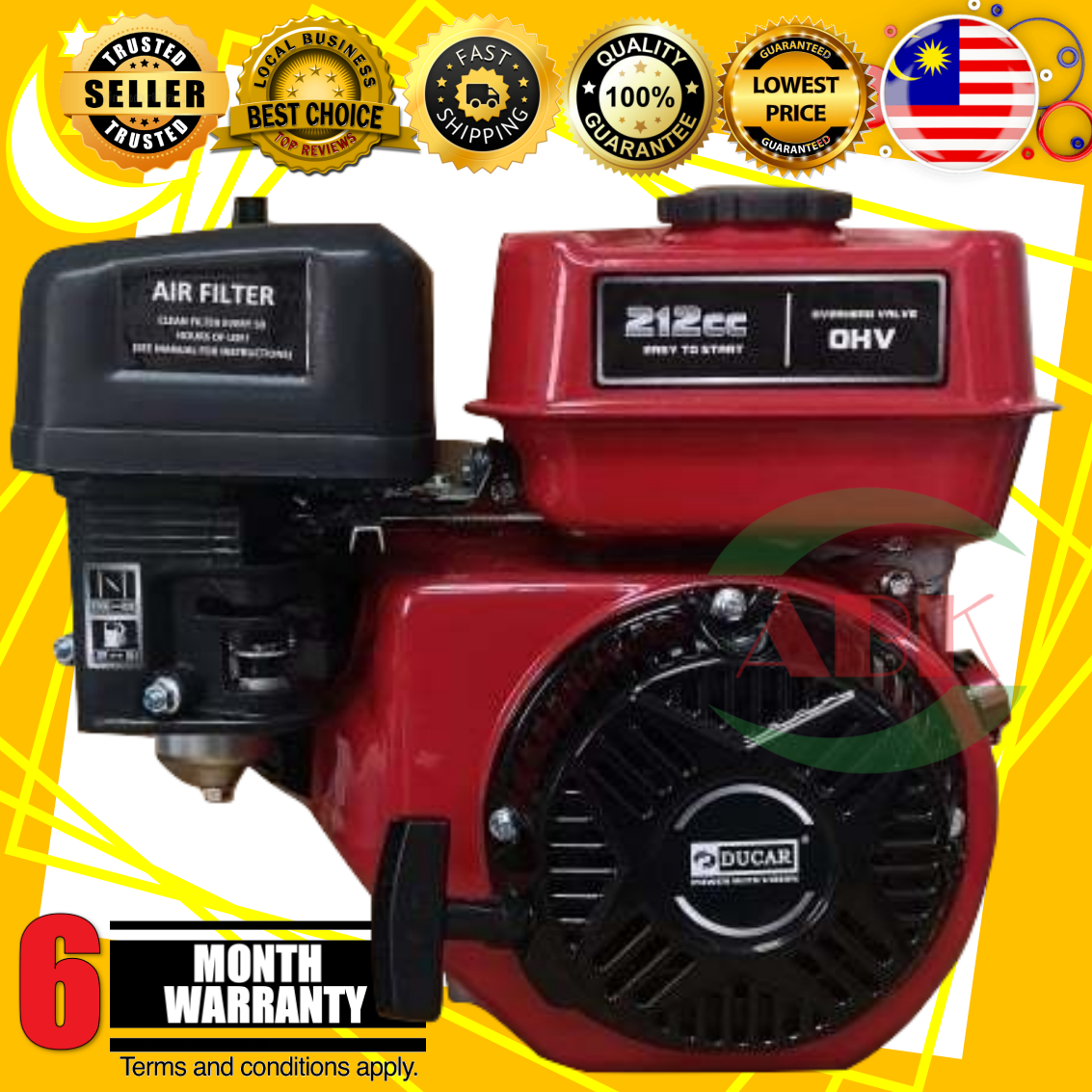 DUCAR DHX212 GASOLINE ENGINE ENJIN (7.5HP) | Lazada