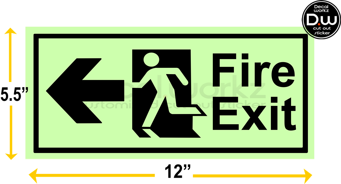 Fire Exit Sign Glow in the Dark Cut Out Luminous Sticker in Sintra ...