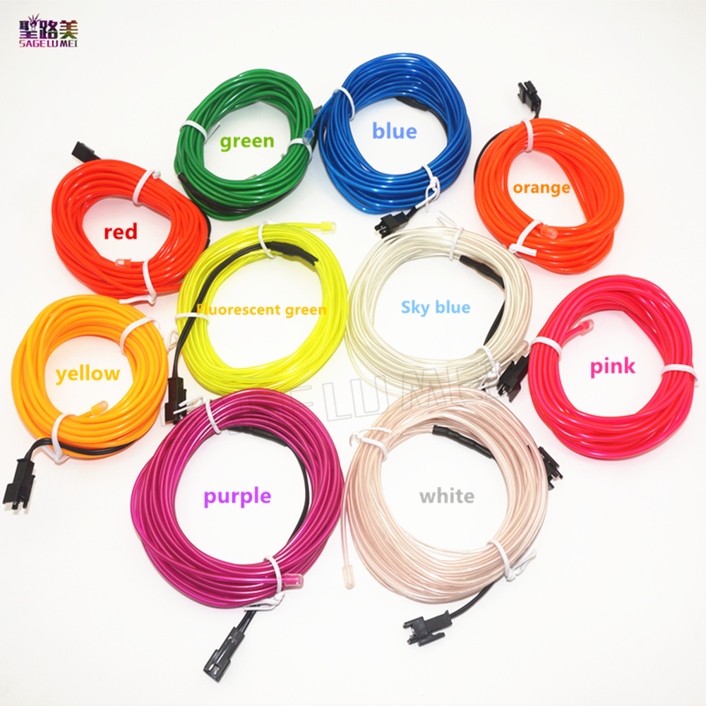 3m/5m 3v Flexible Neon Glow El Wire Rope Tape Cable Strip Led Neon ...