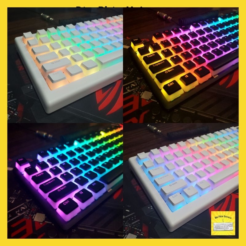 Keycap pudding đen trắng - keycap pbt double shot OEM profile 129 phím ...