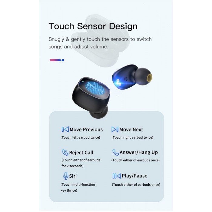 Awei T13 Wireless Earbuds Hifi Sound Anwer Reject Call Touch Senson ...