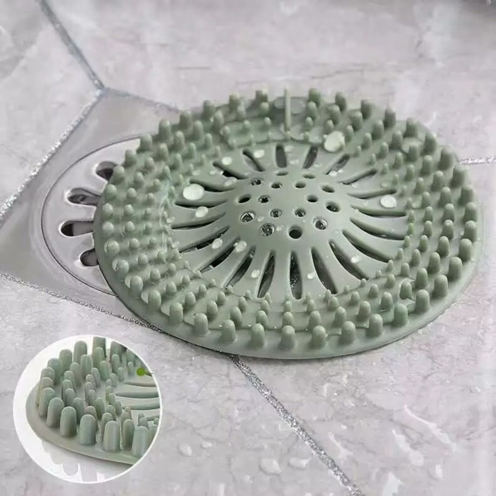 Durable Silicone Hair Catcher Shower Drain Easy Clean Round Floor Drain ...