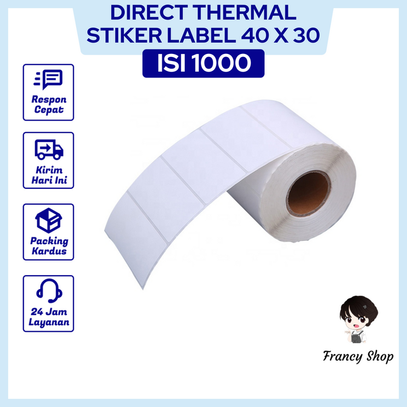 Thermal Label Sticker Stiker Resi Barcode 40x30 isi 1000 | Lazada Indonesia