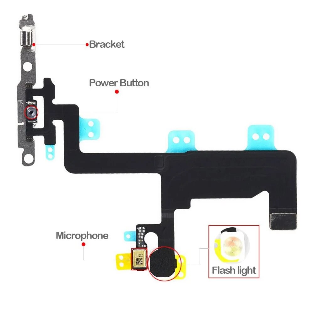 Switch Power Button And Flash Light Flex Cable With Brackets Pre ...