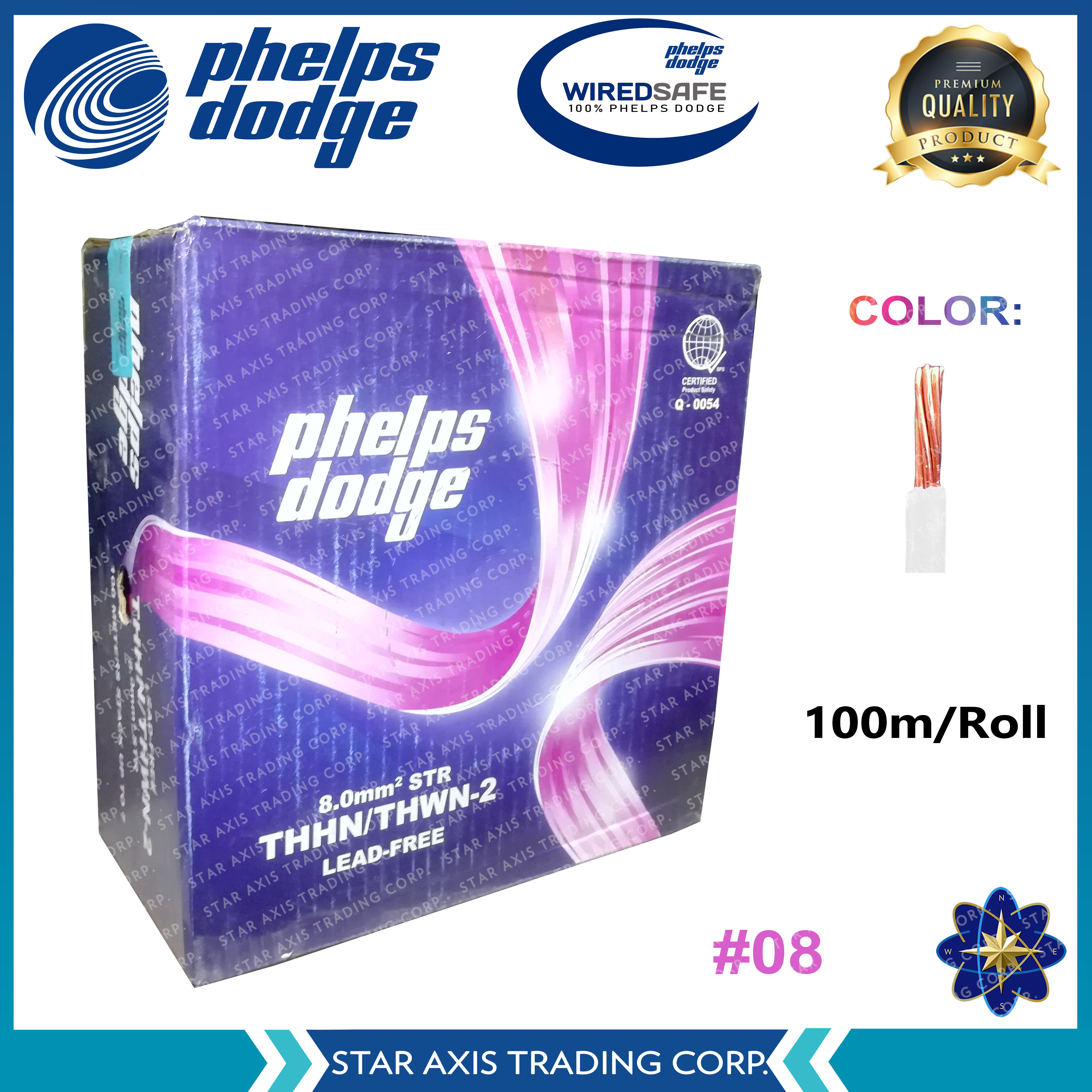 Phelps Dodge #8 8.0 mm² Stranded Wire THHN/THWN - 2 Lead-Free 8.0mm ...