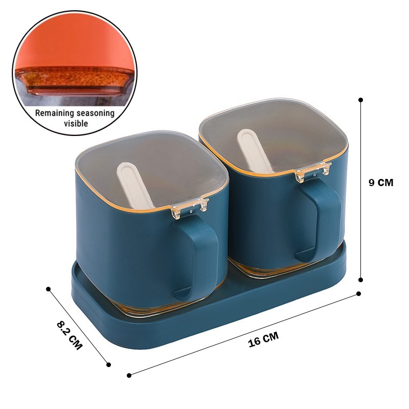 Seasoning Box with Spoon Condiment Jar Spice Box, Seasoning with Spoon ...