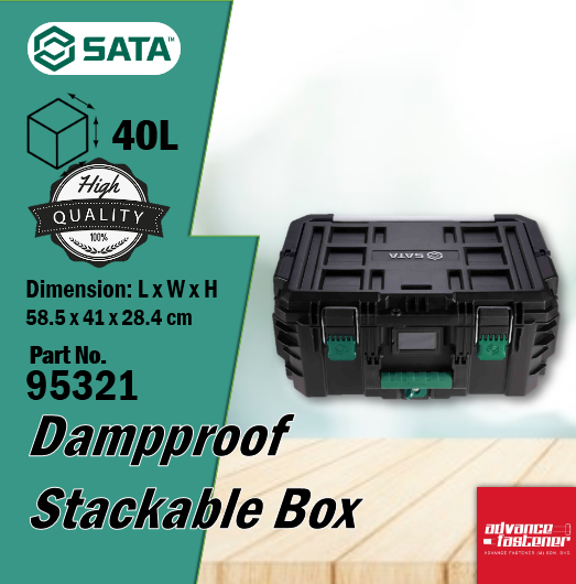 SATA 95327 20L/ 40L/ 65L Dampproof Trolley Stackable Box / Packout ...