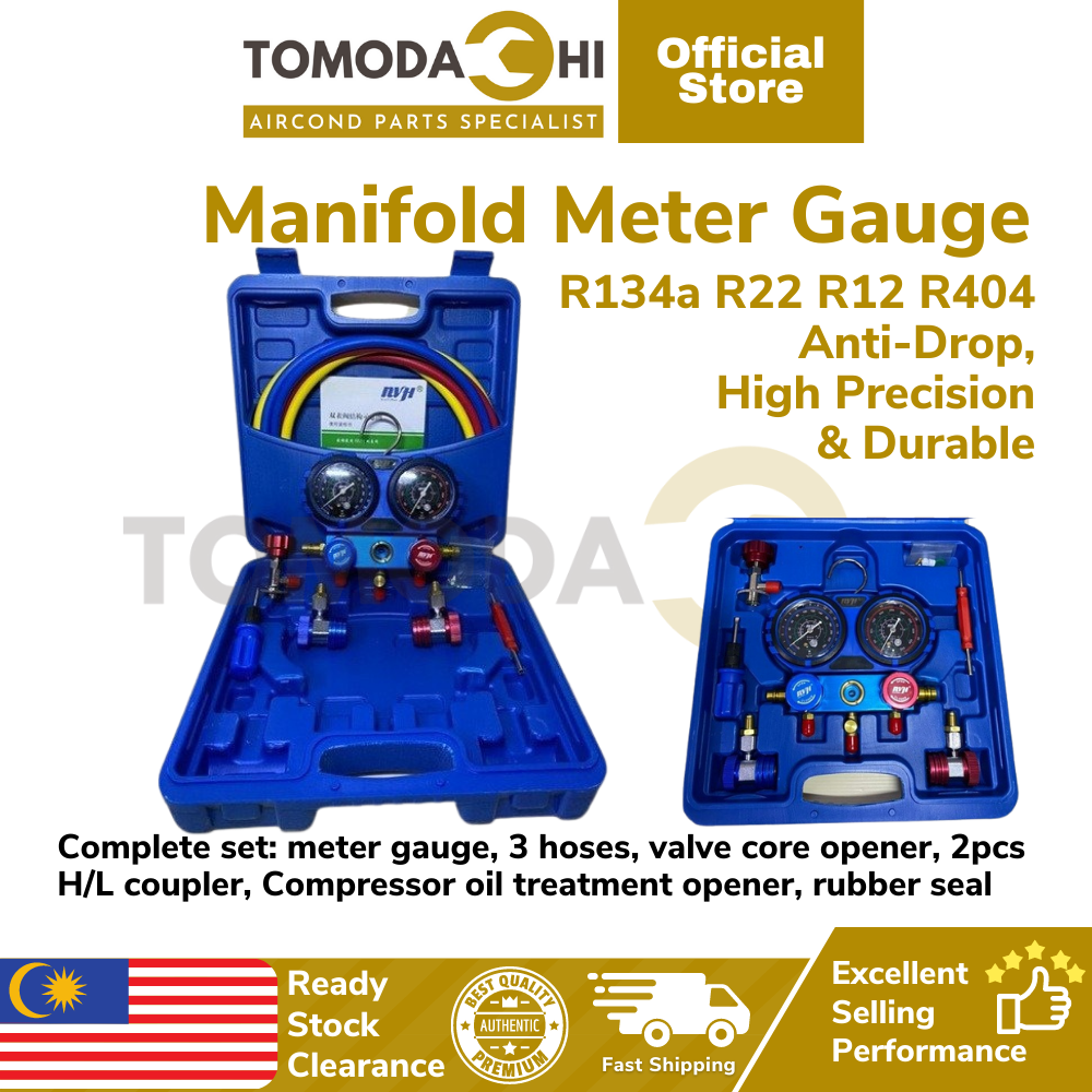 TOMODACHI Manifold Meter Gauge Aircon R134a R404 R22 R12 | Gas Meter ...