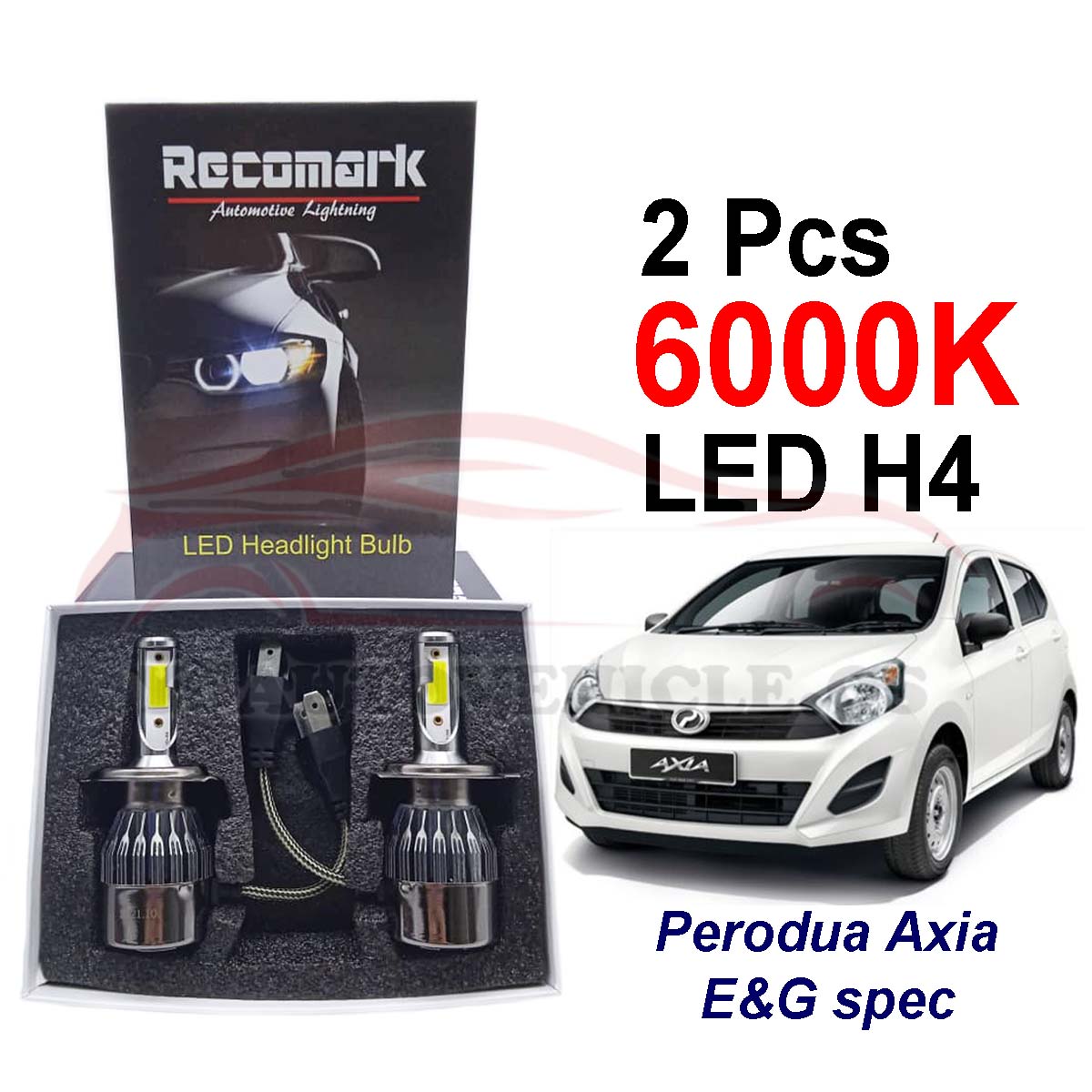 Perodua Axia E&G H4 Car LED Headlamp LED Headlight Bulb 2Pcs 6000K ...