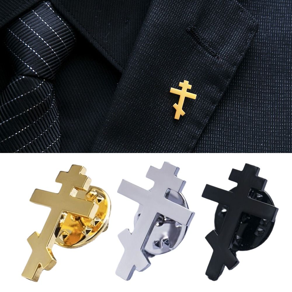 Symbol Flag Stainless Steel Orthodox Cross Brooch Gold Color Minimalist ...