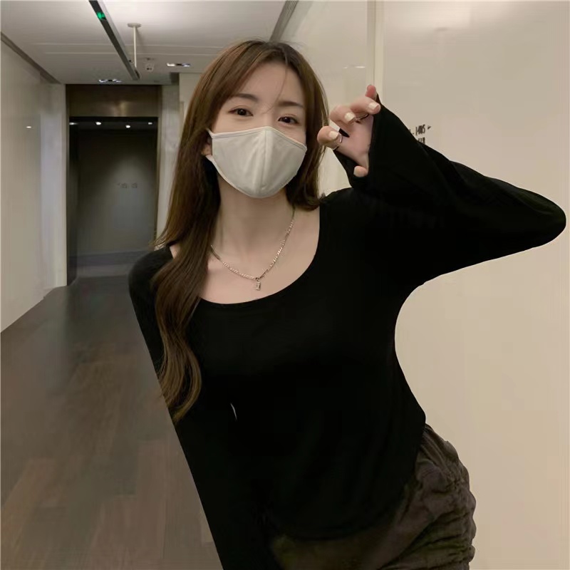 Luna????เสื้อคอกลมแขนยาวสีทึบสไตล์เกาหลี - Luna shop9 - ThaiPick