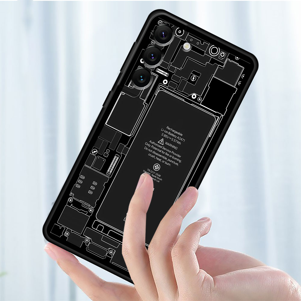 Wenefang Circuit Board Pattern Cool Black Soft Phone Case for Samsung ...