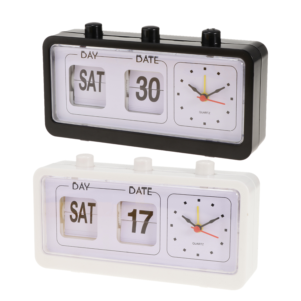 【Unique features】Retro Style Calendar Flip Alarm Clock with Three Press ...