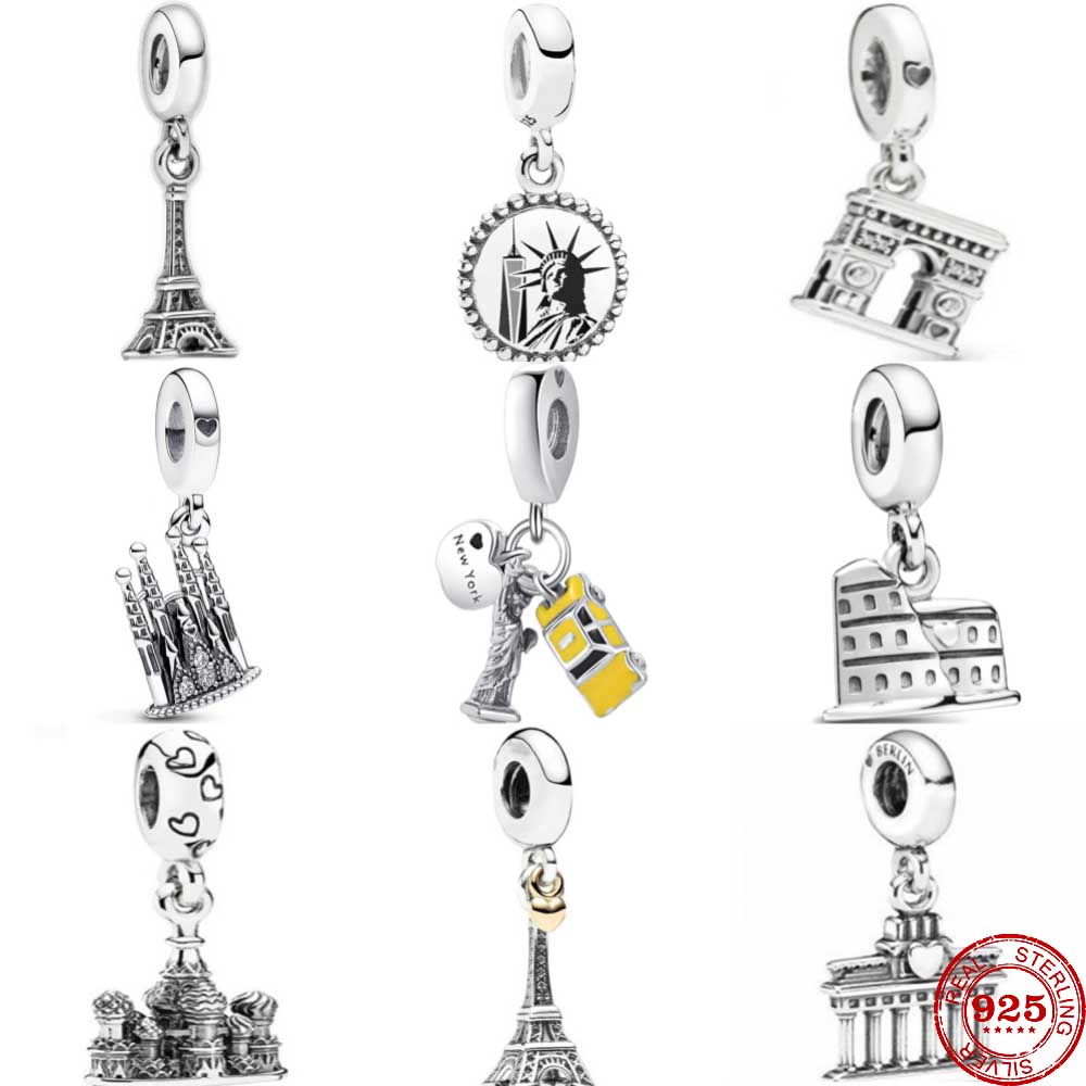 Barcelona Monument Statue of Liberty Charms Beads Fit Pandora Charm 925 ...