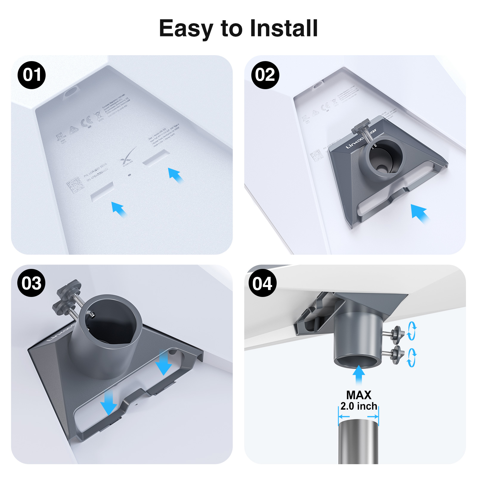 FOKEN Starlink Gen 3 Pipe Adapter Pole Mount Aluminum Alloy Bracket for ...