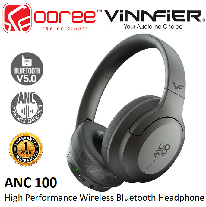 VINNFIER ANC 100 HIGH PERFORMANCE WIRELESS BLUETOOTH HEADPHONE WITH EVA ...