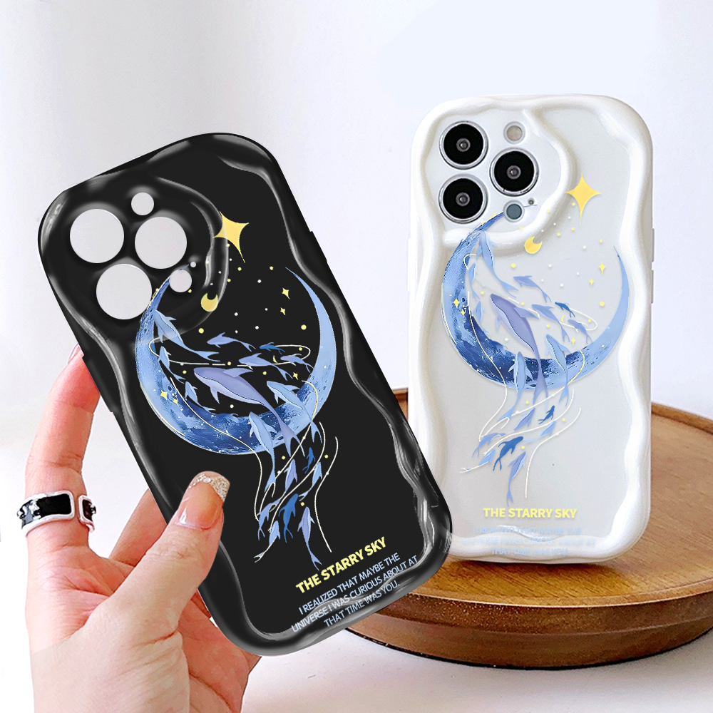 YYDS for Realme C15 Back Cover Whale Night Sky Case Cream Texture Wavy ...