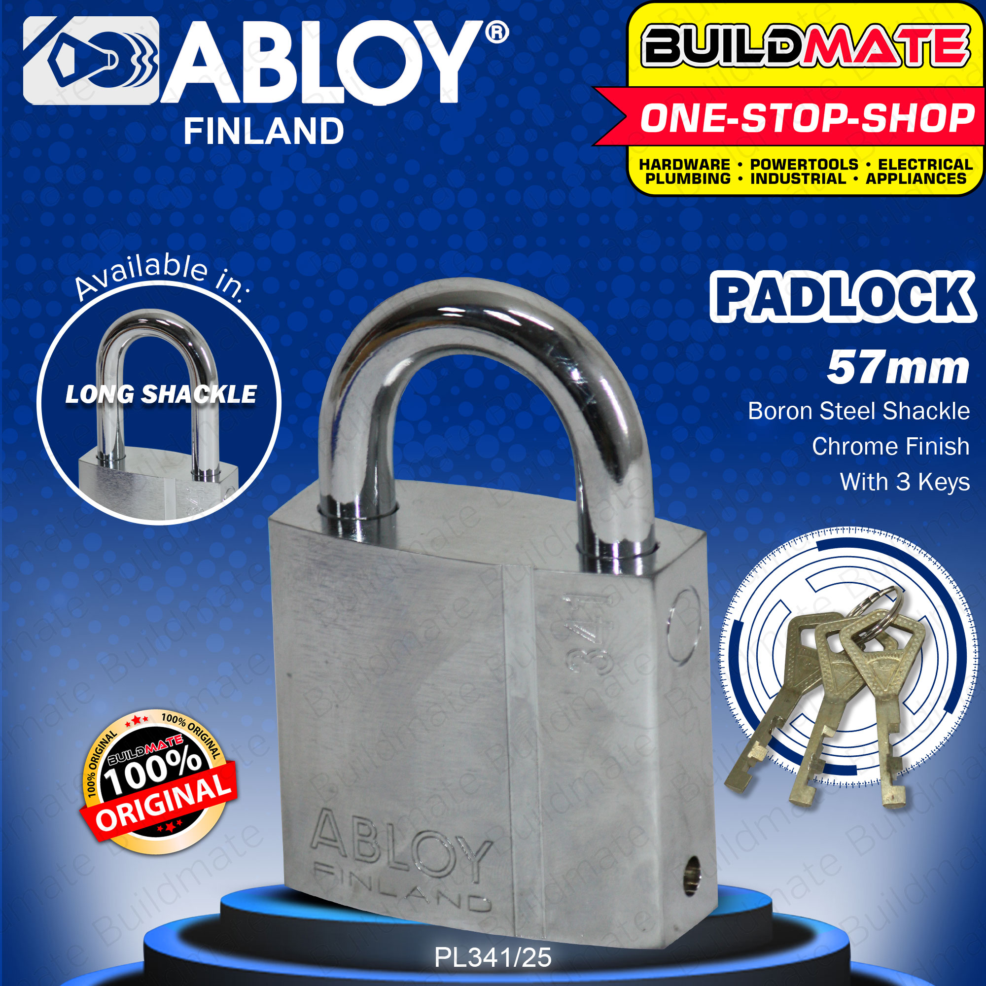 ABLOY Finland Original Heavy Duty Gate Door Padlock PL 341/25 | PL 341/50 57mm - BUILDMATE ...