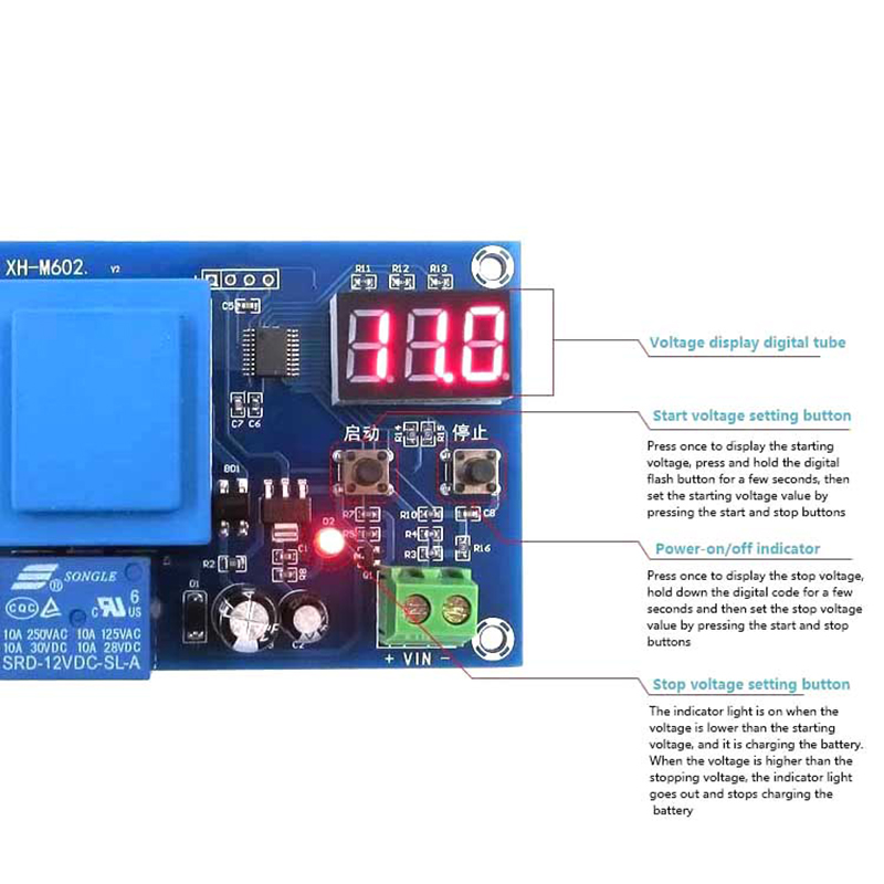 XH-M602 Digital Control Lithium Storage Battery Charging Module AC 220V ...