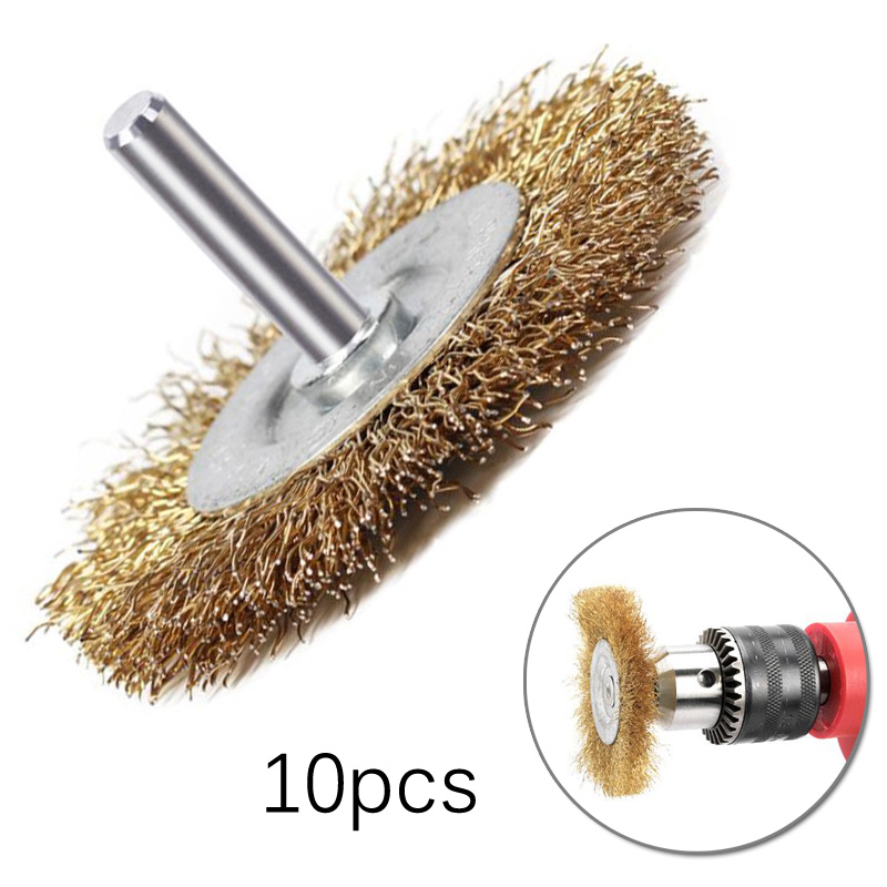10PC 50mm Copper Plated Steel Wire Metal Grinding Rust Paint Removal ...