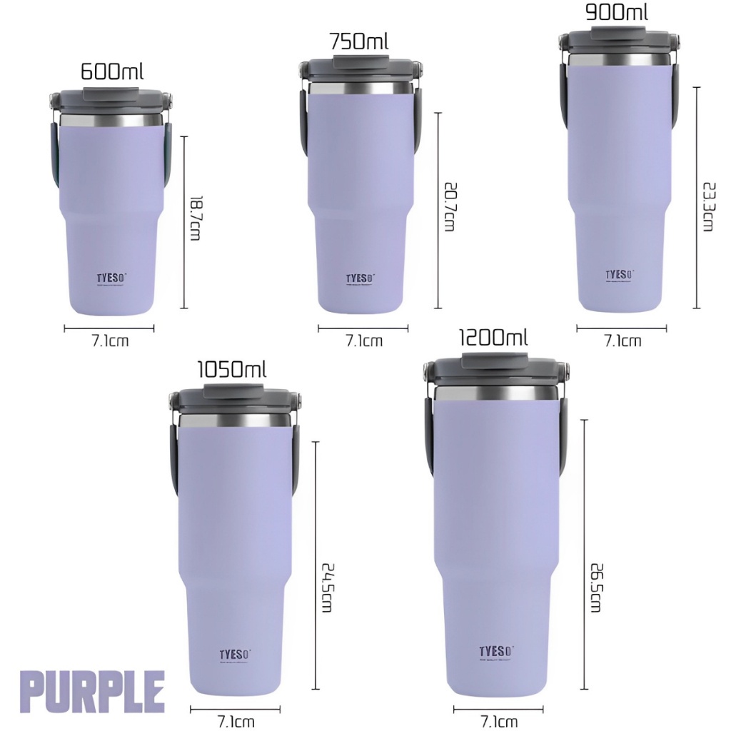 Tyeso Water Tumbler With Handle 600/750/900/1200ml Stainless Insulated ...