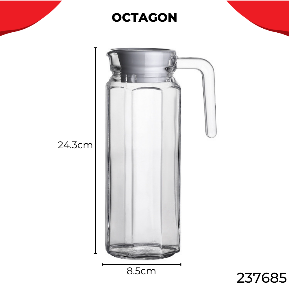 SUPERSAVE 1.1L/1.8L Glass Pitcher Water Glass Jug with Lid Juice Jugs ...