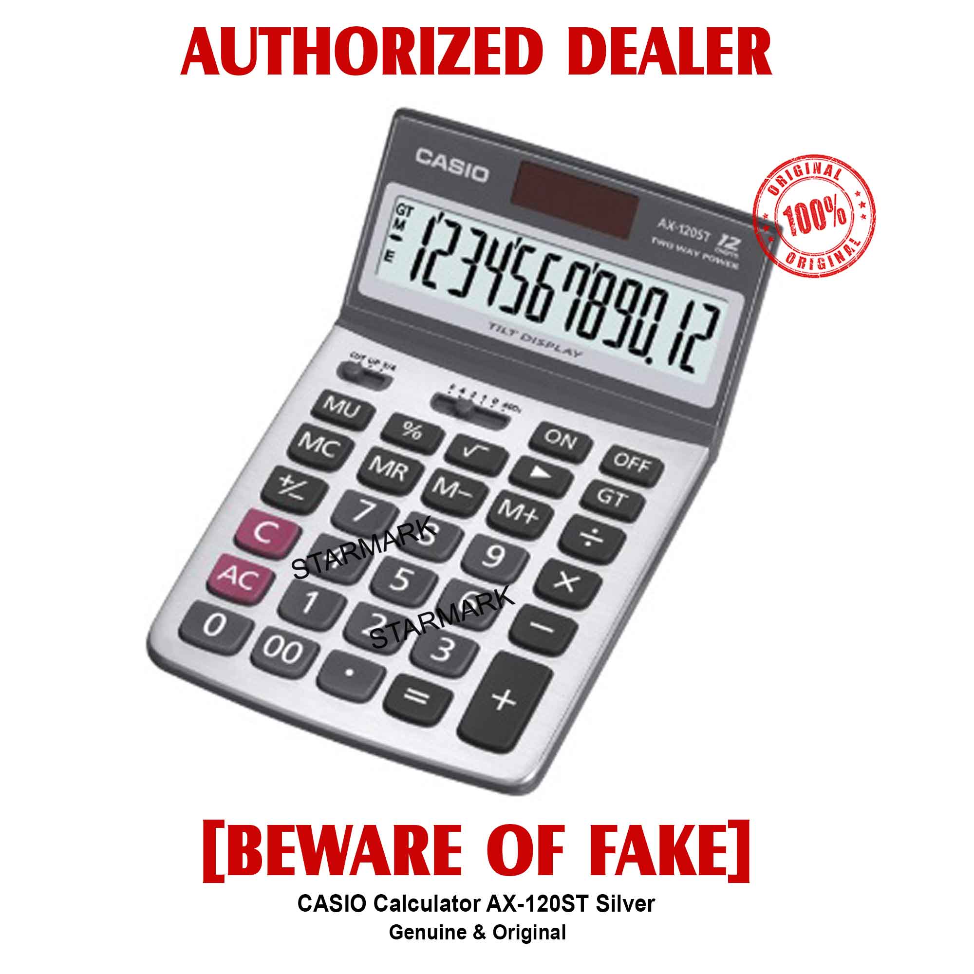 Casio Calculator AX-120ST AX120ST AX 120 ST Silver Calculators ...