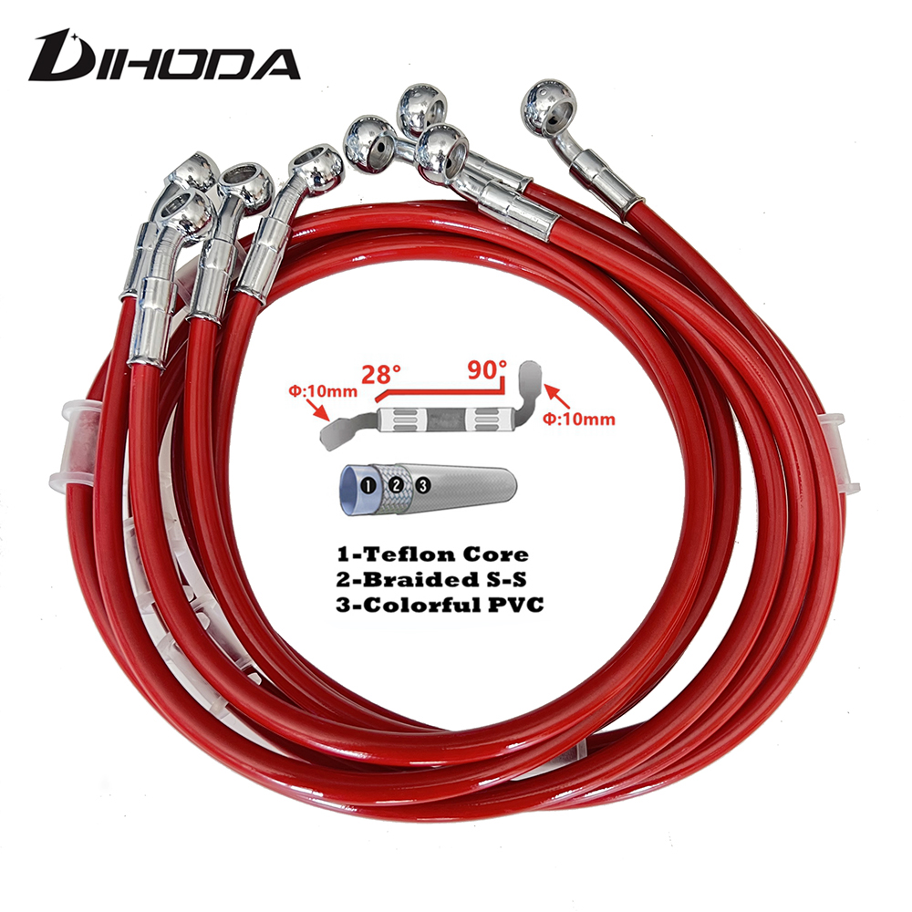 【Innovative】 Red 400 To 2200mm Hydraulic Brake Hose DOT oil Line ...