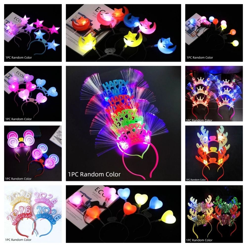 New Year Dress Up LED Glow 2026 Happy New Year Headband Number Letter ...