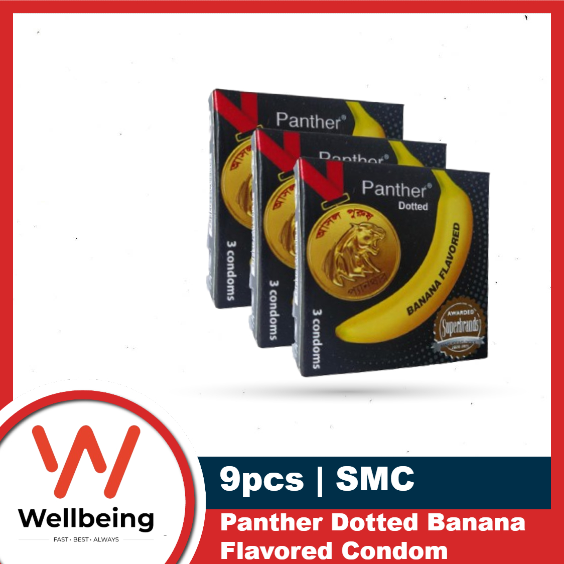 Panther - Dotted Banana Flavored Condom - Combo Pack - 3 Packs - 3x3=9pcs | Daraz.com.bd
