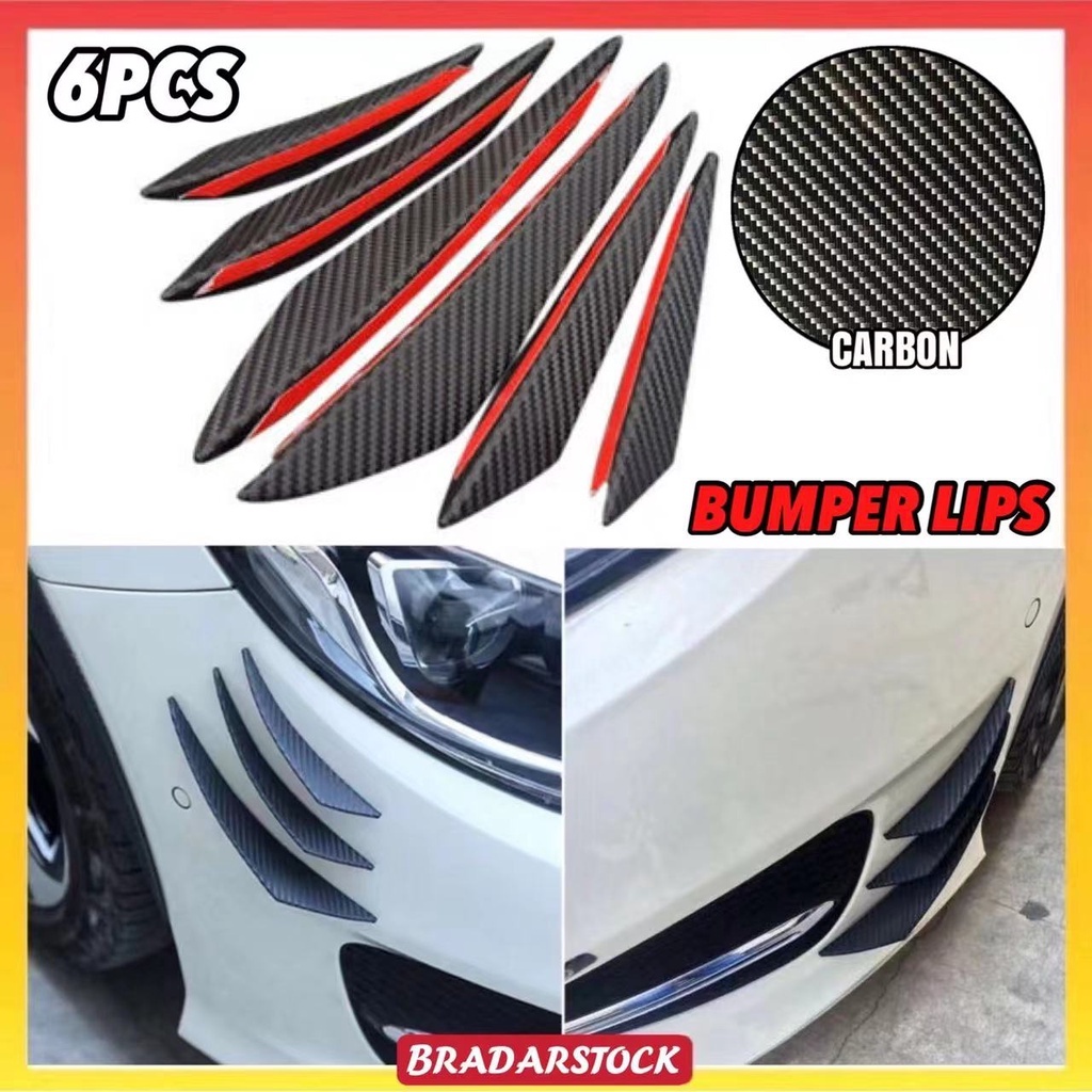 6PCS CARBON FIBRE LIPS Style Car Front Bumper Splitter Body Spoiler ...