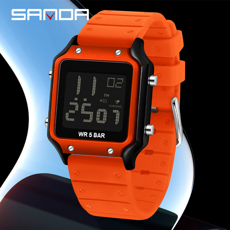 Sanda Classic Small Square Watch Simple Trendy Night Light Waterproof ...