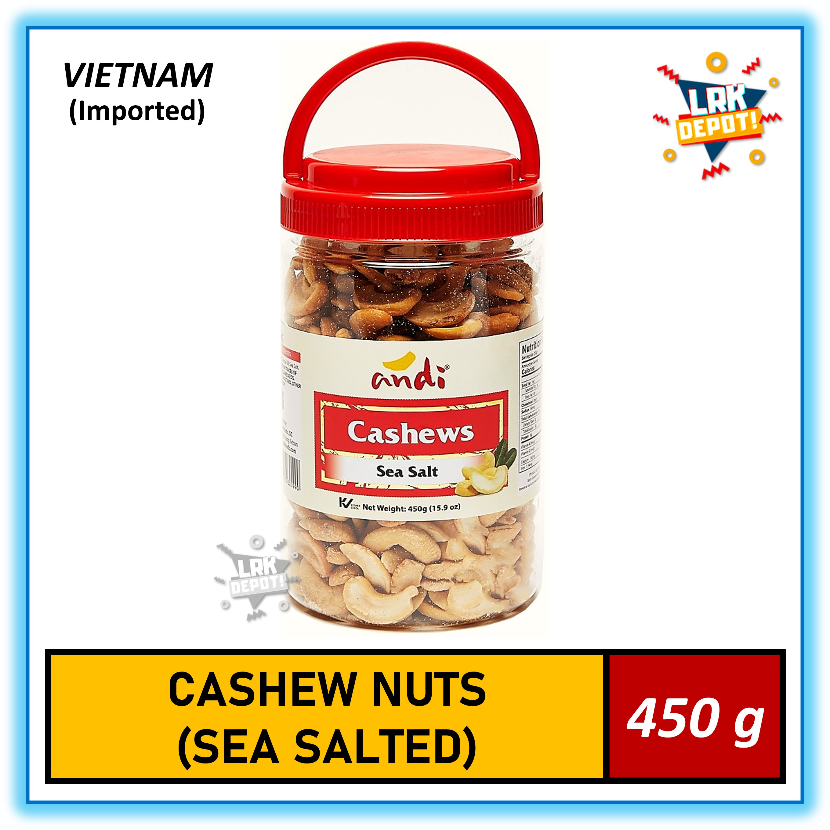 Andi Sea Salt Cashews (450g) - FRESH Organic HALAL Superfood Salted ...
