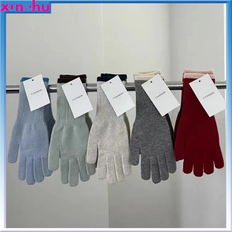 Winter Cute Color Matching Warm Cycling Fingerless Gloves Mid-Length ...