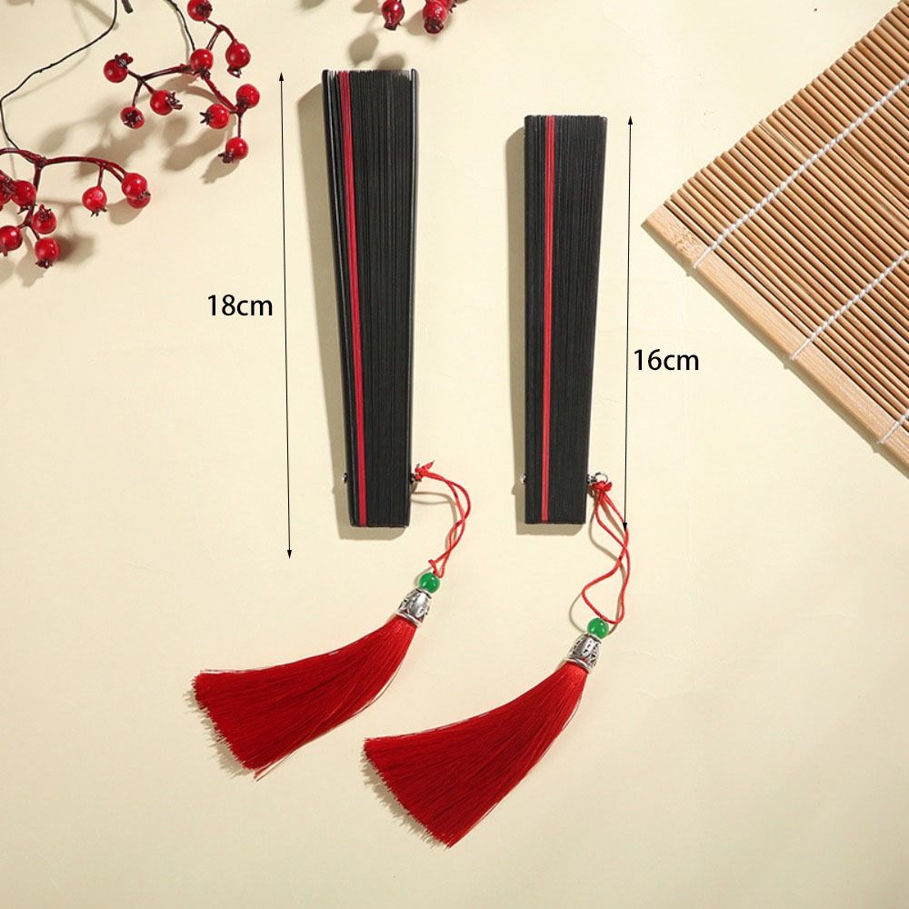 Black Bamboo Compact Dance Props Portable Handmade Ornament Bamboo Fan ...