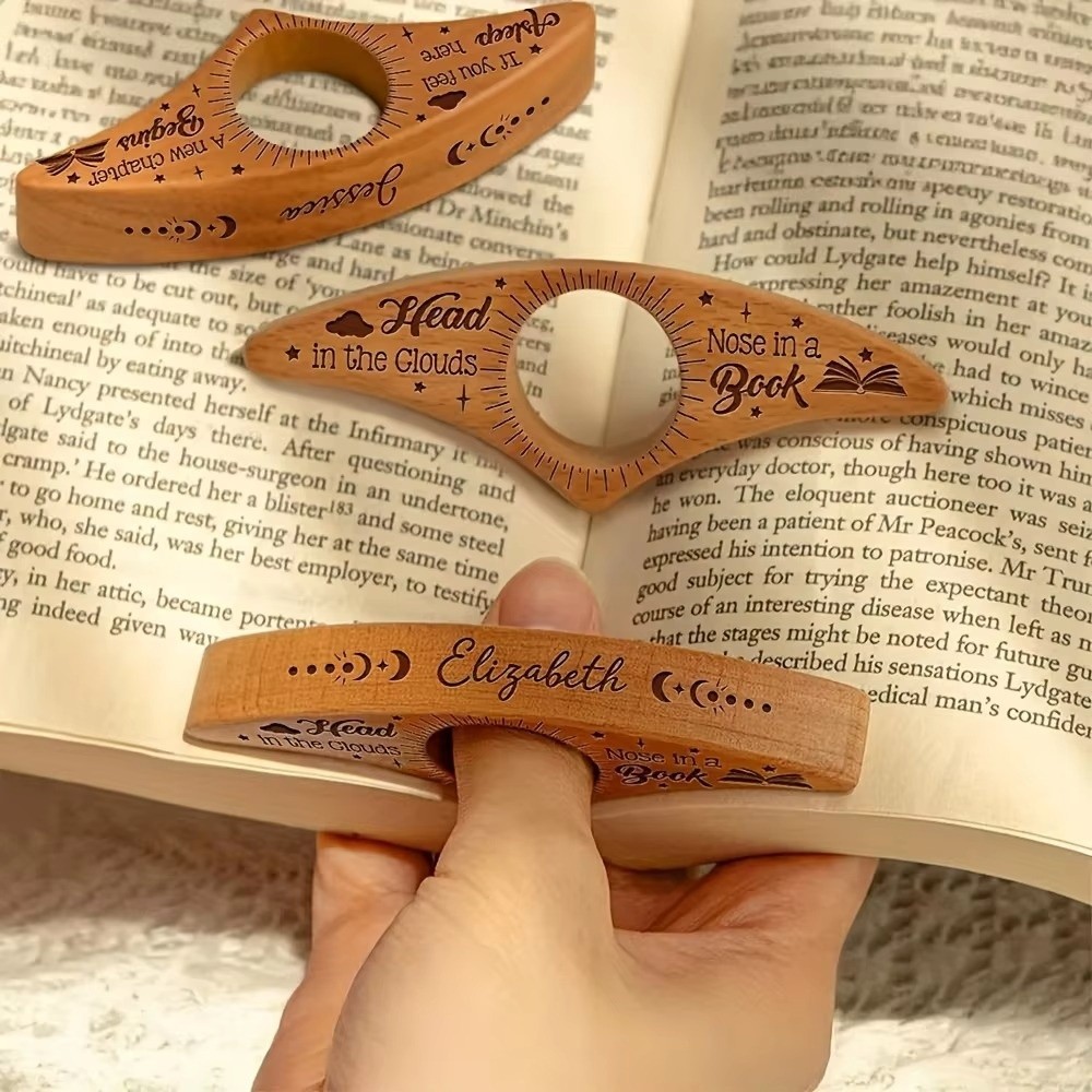 New Wooden Book Page Holder Finger Bookmark Reading Tools Vintage ...