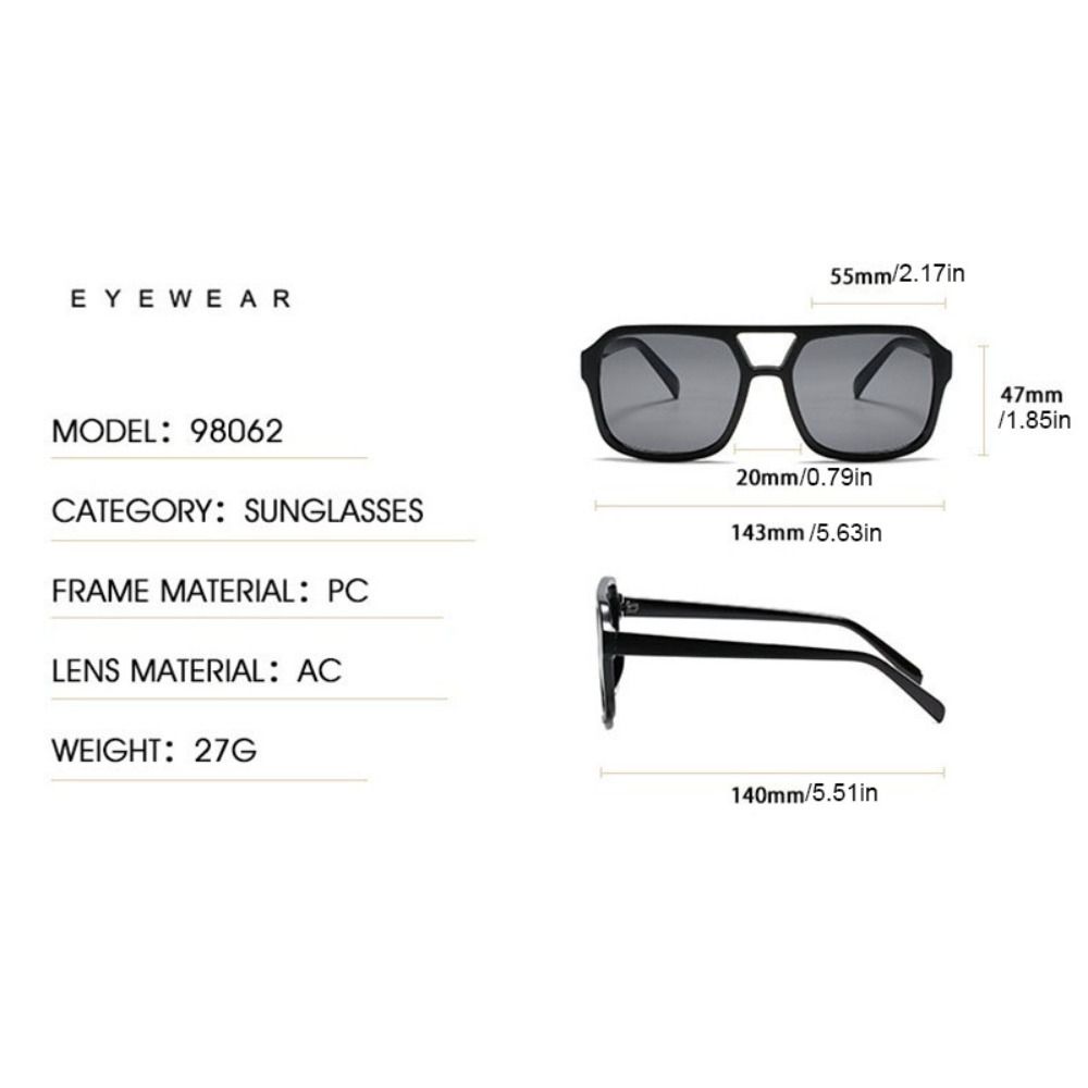 Vintage Big Frame Square Sunglasses Double Beam Punk Pilot Sun Glasses ...