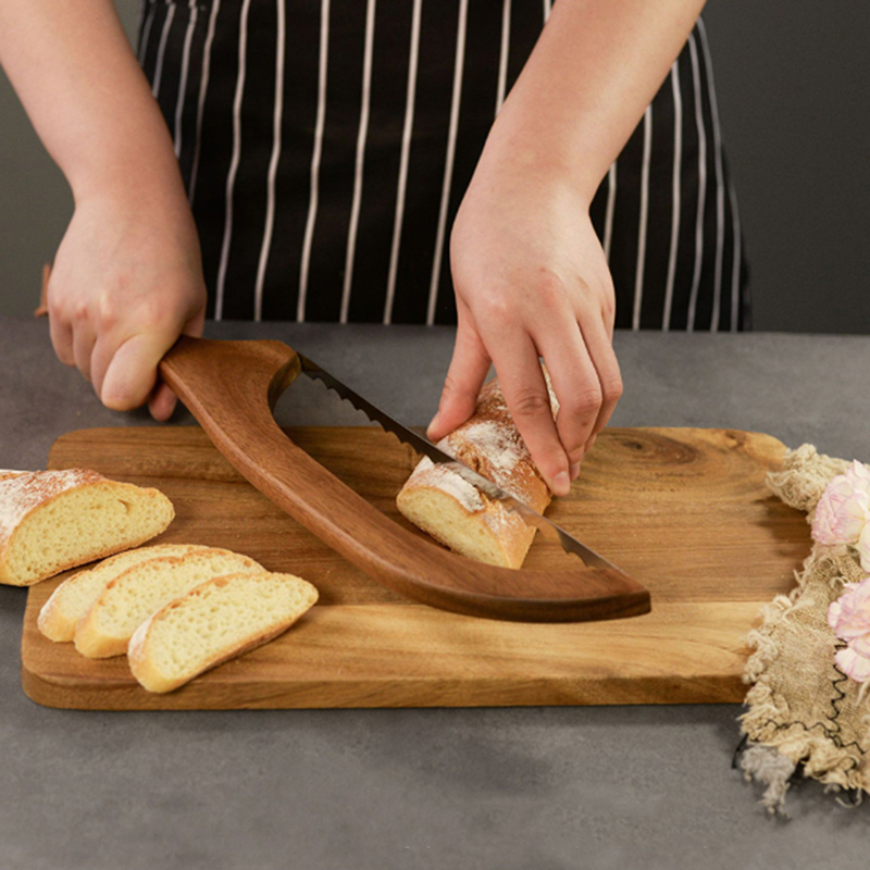 1Set European Bakery Donut Slicer Wooden Bread Knife Non-dropping ...