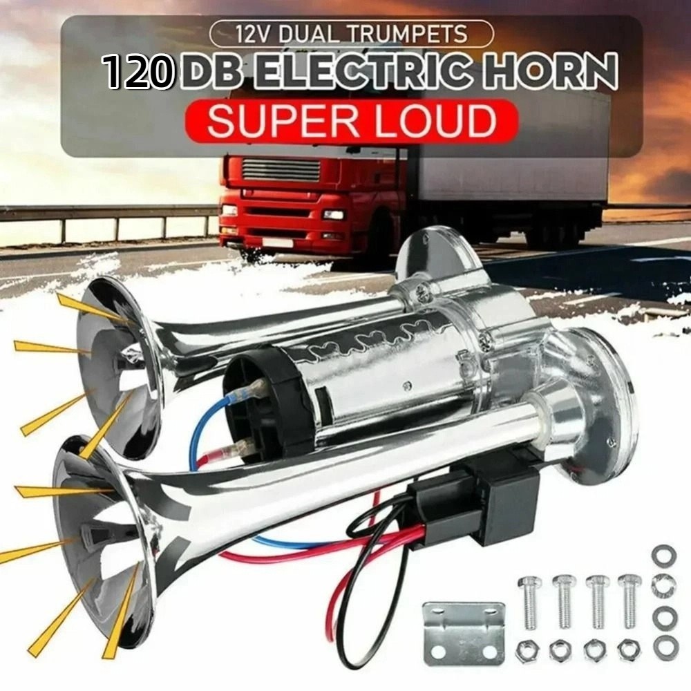 Bus Horn 12V/24V Electric Horn Dual Trumpets 120DB Air Horn Solenoid ...
