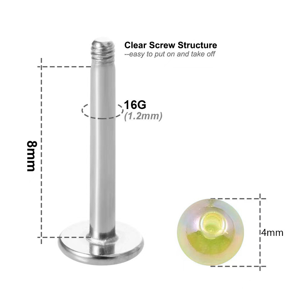 Acrylic Laser Ball Lip Nail T-shaped Flat Bottom Ear Nail Ear Bone Nail ...