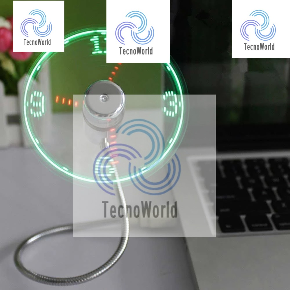 USB LED Clock Fan Real Time Luminous Light Cooling Flashing Time ...