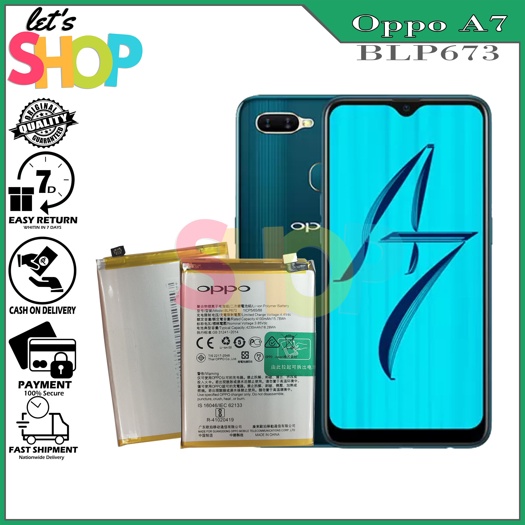 Oppo A7 Battery Model BLP673 Lets Shop Original Equipment Manufacturer ...