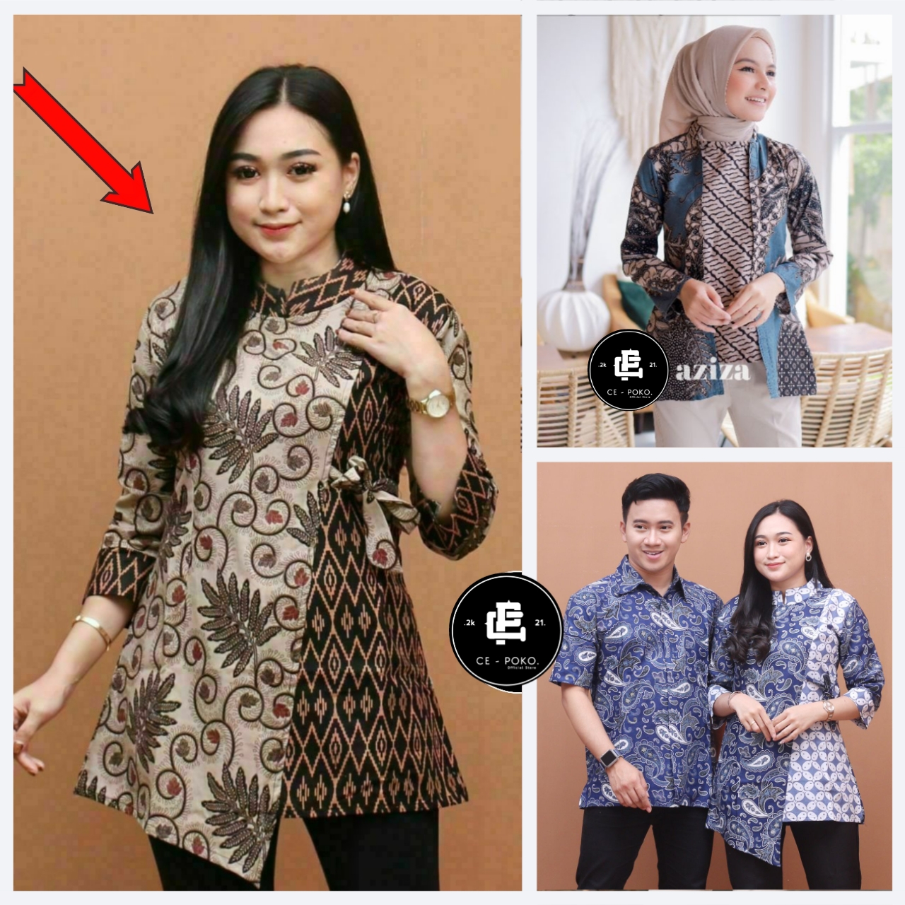 Model Blouse Batik Kombinasi Model Baju Batik Wanita Modern Arsip