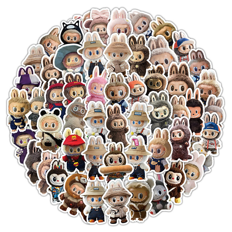 62Pcs Labubu Monster Cartoon Waterproof Stickers Cute Water Bottle ...