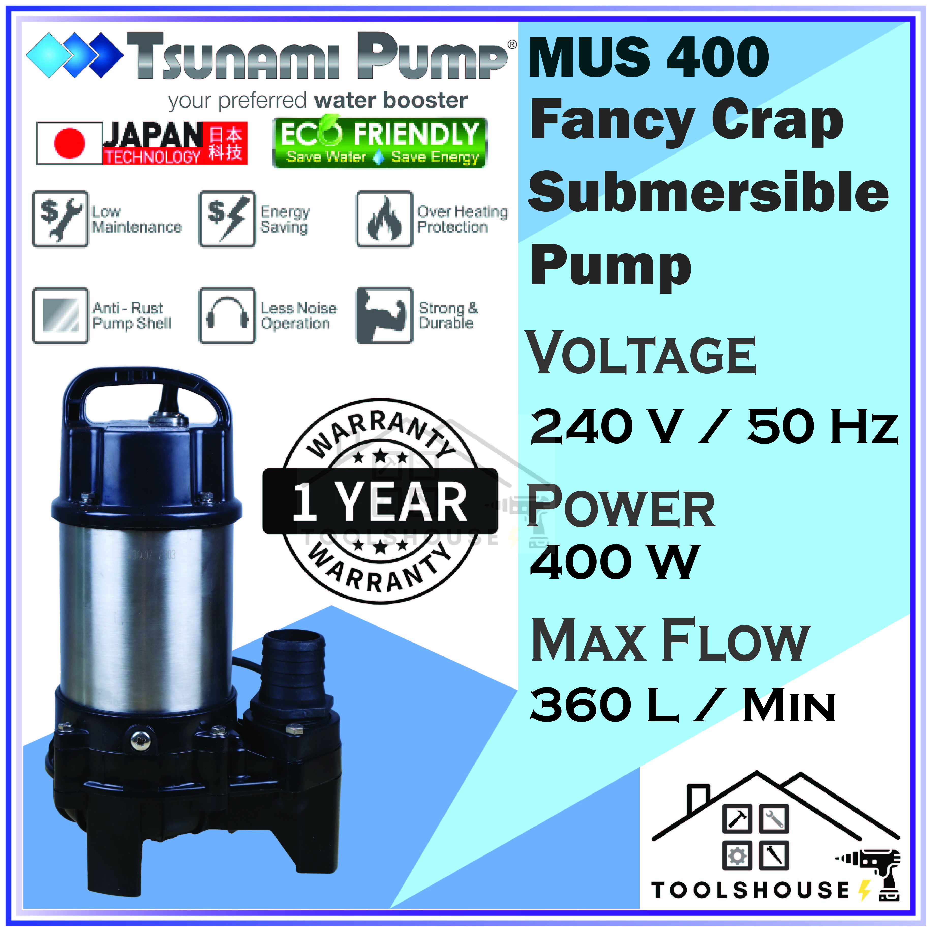 Tsunami Mus- 400/400A Submersible Pump 400W | Lazada