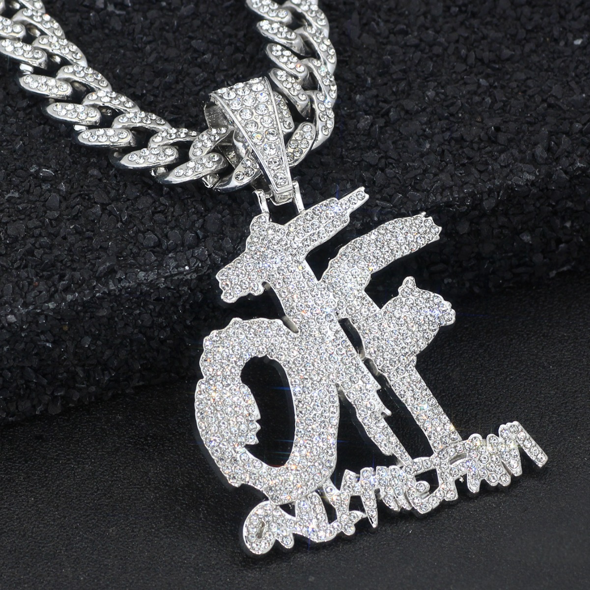 【Fashion-forward】Full Diamond OTF Pendant Necklace Men's Hiphop Hip Hop ...