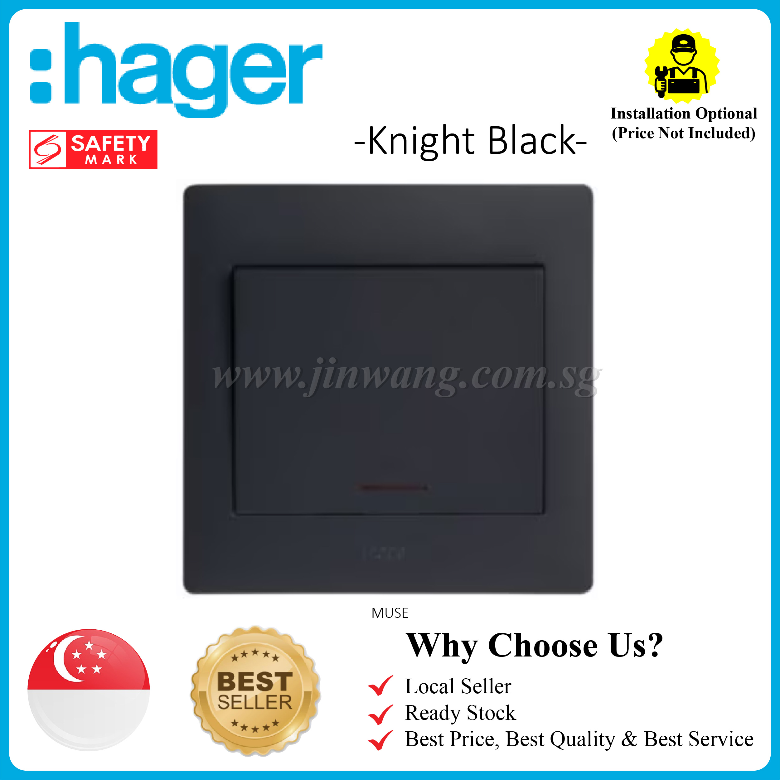[Singapore Local Authorized Seller] Knight Black Hager Double Pole DP ...