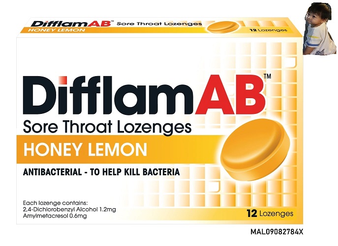 Difflam AB Sore Throat Lozenges Honey Lemon 12s 特快靈AB 喉咙痛含片蜜糖柠檬味 12 片 ...