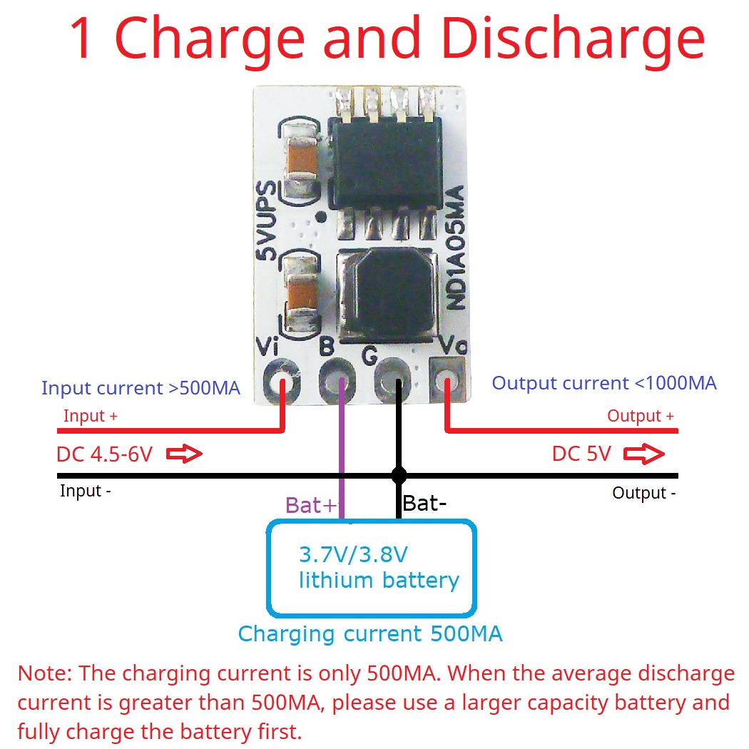 UPS Module 5V 1A 3.7V 4.2V Li-Ion Charge Discharge Board for Arduino ...