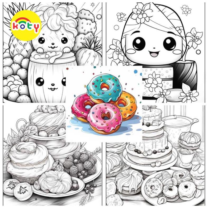 Tranh Tô Màu Thức Ăn, Đồ Uống - (phong cách Anime Chibi) - Bộ 10 Tờ ...